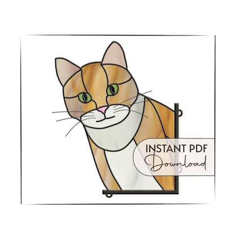 Cat Stained Glass Pattern Digital Pattern To Download Stained Glass