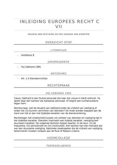 Inleiding Europees Recht C7 INLEIDING EUROPEES RECHT C VII VRIJHEID