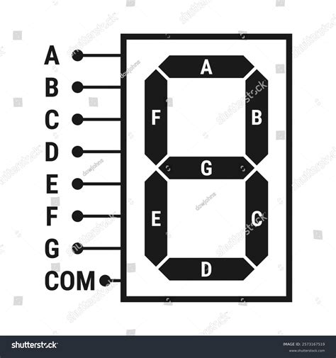 seven segment display pinout vector illustration stock vector royalty