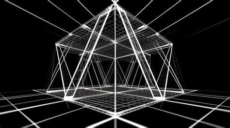 A Triangular Wireframe Structure With Black And White Square Openings An Abstract 3d