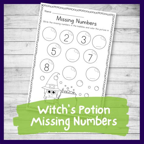 Witch Missing Number Worksheet 1 10 Kindergarten Printable