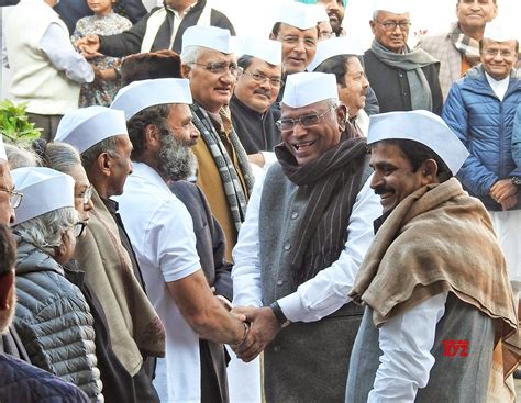 New Delhi Congress President Mallikarjun Kharge Shakes Hand With Party