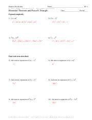 Expanding Binomials The Binomial Theorem And Pascal S Triangle Course Hero