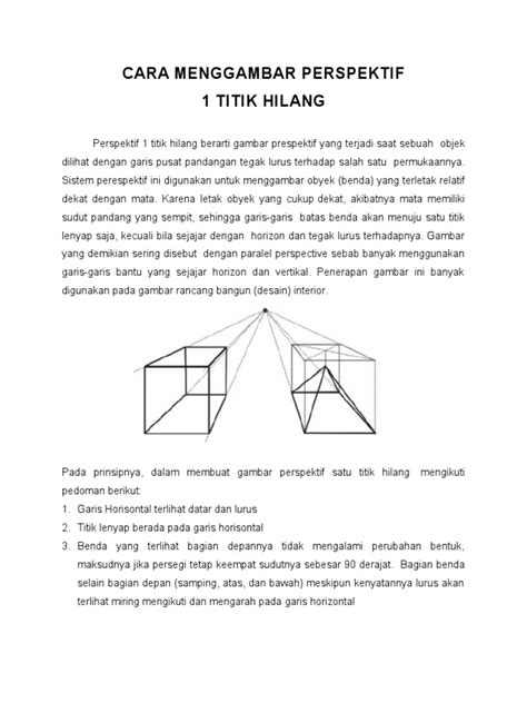 Cara Menggambar Perspektif 1 Titik Hilang Pdf