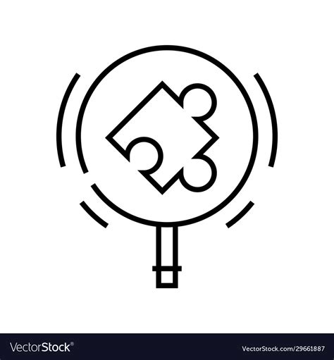 Detail Search Line Icon Concept Sign Outline Vector Image