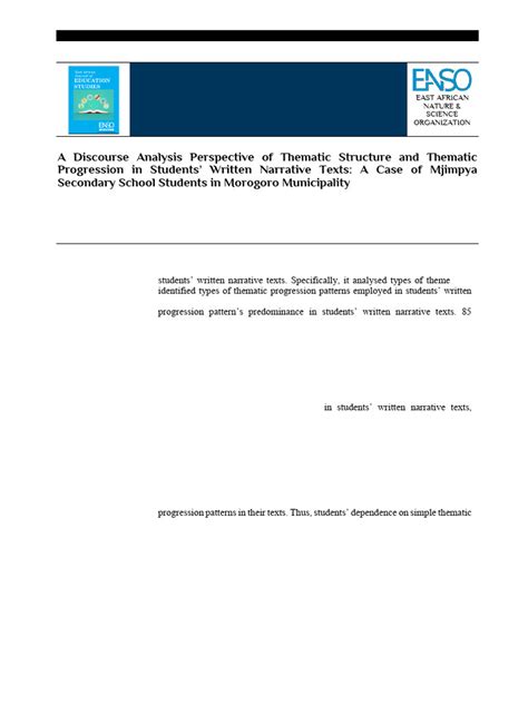 A Discourse Analysis Perspective Of Thematic Struc Pdf Narrative Knowledge