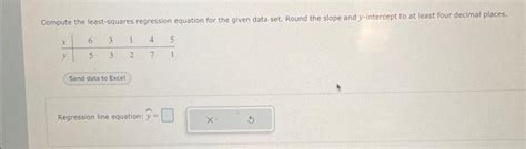 Solved Compute The Least Squares Regression Equation For The Chegg