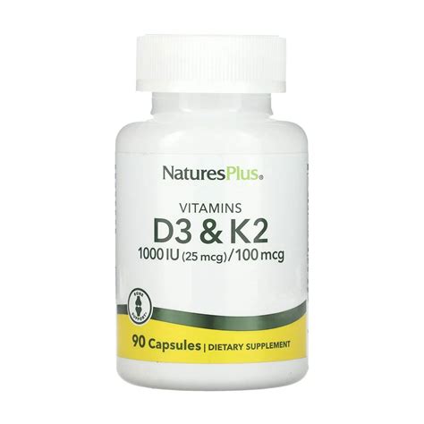 Витамин Д3 и К2 NaturesPlus Vitamins D3 & K2, 1000 МЕ, 100 мкг, 90 ...