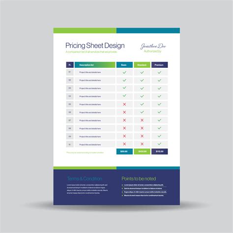 Pricing Sheet Design Costing Flyer Or Pricing Table Comparison