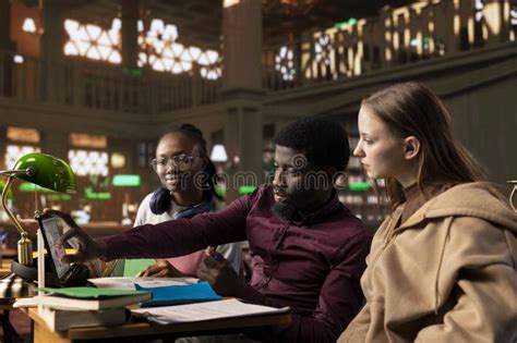 Multicultural Students Group Discussing Financial Project For