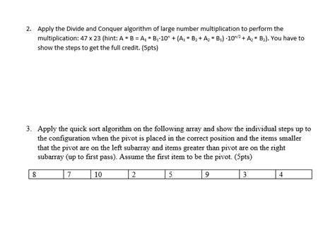 Solved Apply The Divide And Conquer Algorithm Of Large Chegg