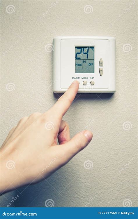 Hand With Digital Climate Control Stock Image Image Of Hand Indoors