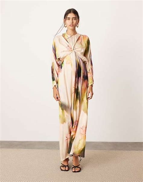 Asos Edition Vestito Lungo Con Maniche Ad Ali Di Pipistrello E Cut