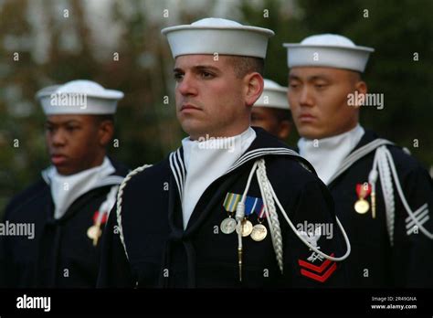 Us Navy Sailors Assigned To The Us Navys Ceremonial Guard Stand At
