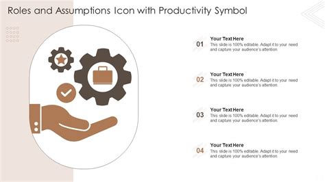 Roles And Assumptions Icon With Productivity Symbol Slide Ppt Powerpoint Presentation Model