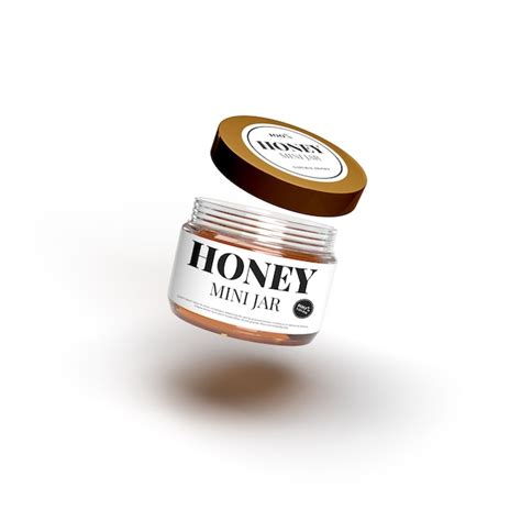 Premium Psd Realistic Honey Glass Jar Gold Mockup