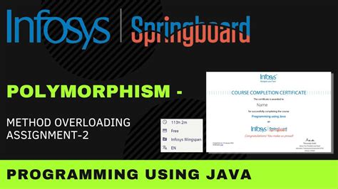 Method Overloading Assignment 2 Programming Using Java Infosys Springboard Youtube