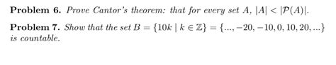 solved problem 6 prove cantor s theorem that for every set