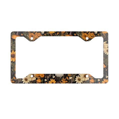 Wildflower Daisy License Plate Frame Floral Metal License Frame For