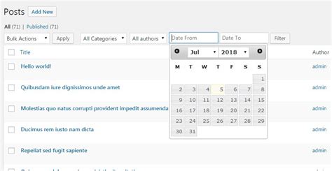 Filter Wordpress Postspages By Date Range Wp Missing