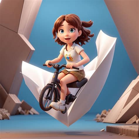 Premium Photo Young Girl Riding On The Big Envelope 3d Character