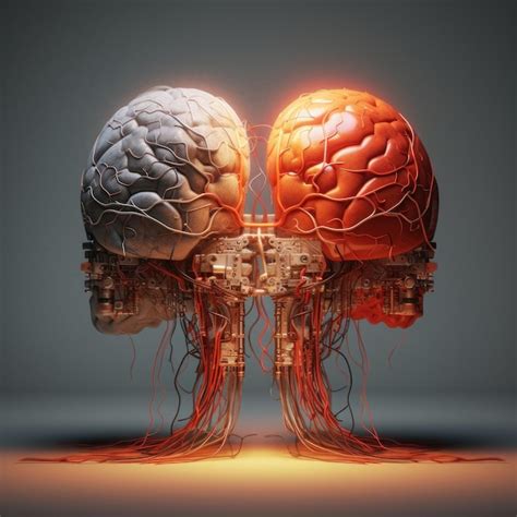 Premium Ai Image Brain Split In Half Biological Brain Computer