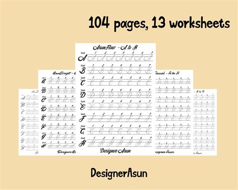 Cursive Writing Worksheet Template Bundle Pack Cursive Etsy
