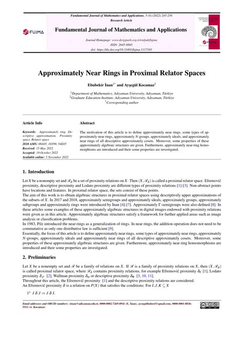 Pdf Approximately Near Rings In Proximal Relator Spaces