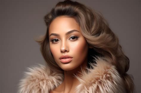 Premium Photo Portrait Beautiful Model In Furcollar Coat