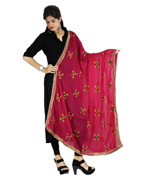Phulkari Dupatta Scarf Chunni Indian Semi Chiffon Traditional Etsy