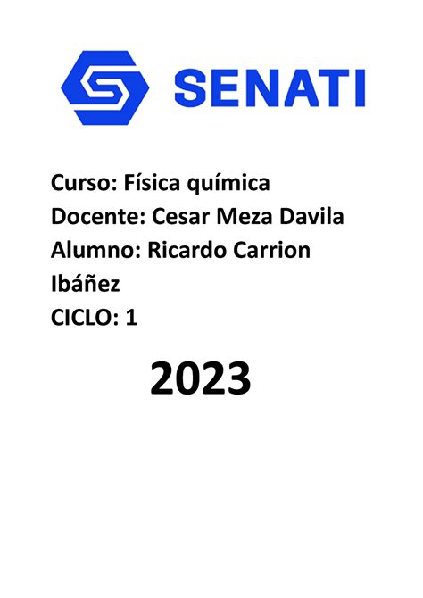 Trabajo Final fisica quimica Curso Física química Docente Cesar