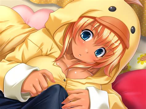 Rule 34 Blonde Hair Blue Eyes Blush Breasts Bulge Cleavage Clothed
