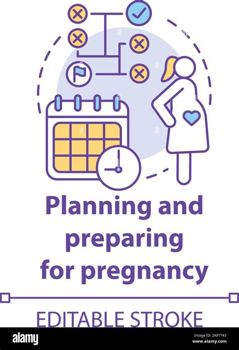 Planning and preparing for pregnancy concept icon. Future mother idea ...
