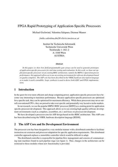 Pdf Fpga Rapid Prototyping Of Application Specific Processors