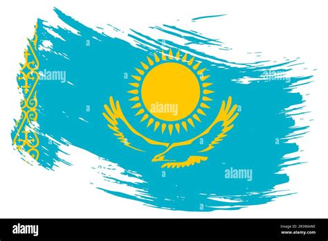 Kazakhstan Brush Stroke Flag Vector Background Hand Drawn Grunge Style