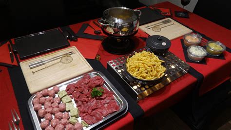 Fondue Bourguignonne With Fries 3 Homemade Sauces And Fresh Herb