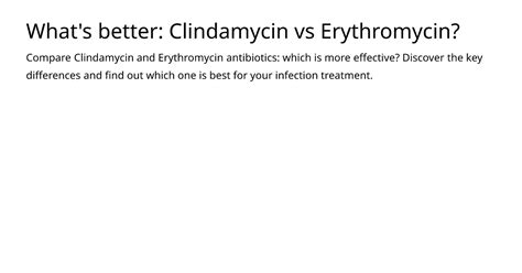 Whats Better Clindamycin Vs Erythromycin Meds Is