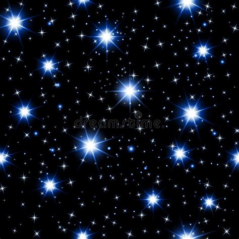 Night Sky Seamless Pattern With Glowing Stars Stock Vector