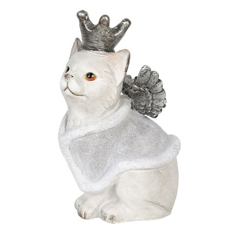 6pr2969 Figurine Cat 17x15x28 Cm Grey Polyresin Home Accessories