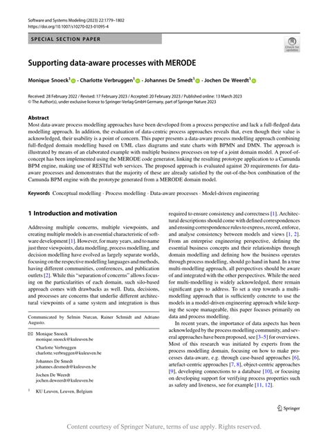 Supporting Data Aware Processes With Merode Request Pdf