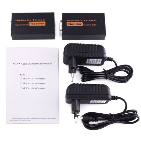 VGA Audio Extender HD M Cat E B Network Cable Sender Receiver Adapter