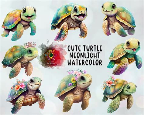 Cute Sea Turtle Clipart Bundle Png Sublimation Designs Sea Turtle