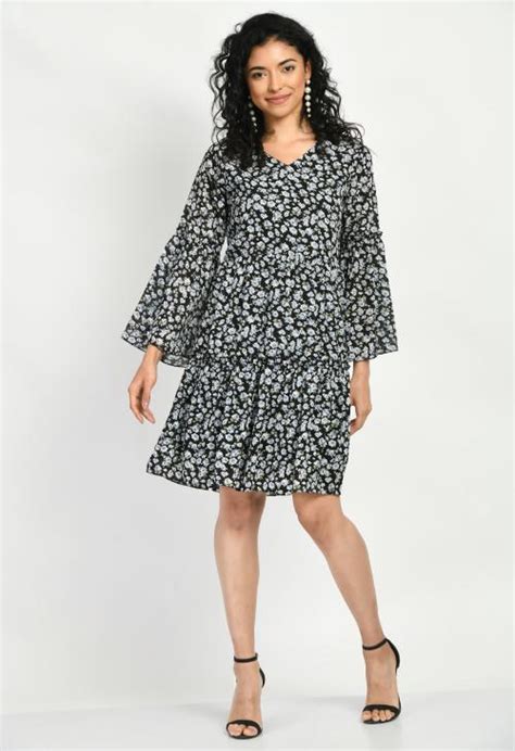 Elanmate Women Fit And Flare Black Color Dress JioMart