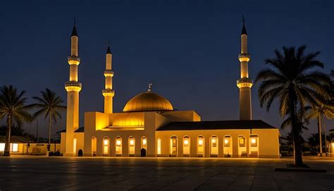Premium Ai Image Night Mosque With Best Backgraound