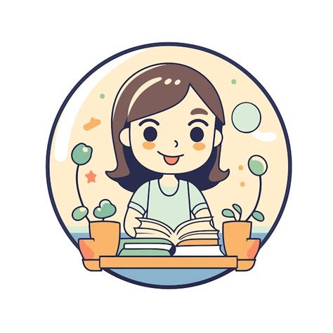 Premium Vector Illustration Of A Girl Reading A Book In The Garden