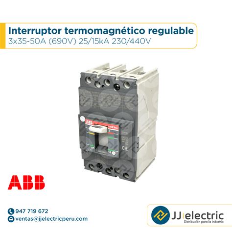 Interruptor Termomagnético Regulable 3x35 50a 690v Abb