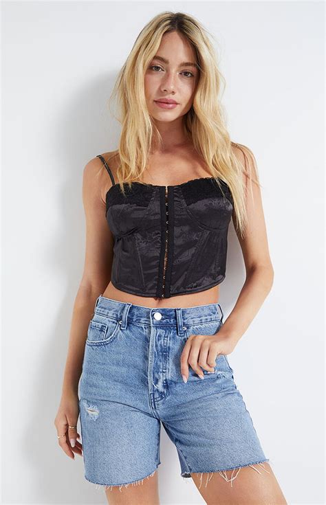 La Hearts Satin Lace Corset Top Pacsun
