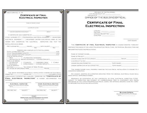 Pdf Certificate Of Final Electrical Inspection Pasig City Of Final