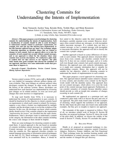 Pdf Clustering Commits For Understanding The Intents Of Implementation