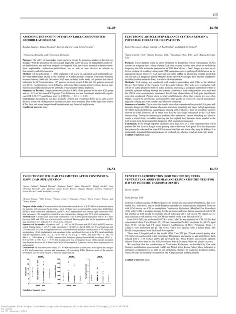 Pdf 16 51 Evolution Of Icd Lead Parameters After Continuous Flow